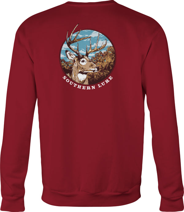 Adult Crew Neck Fleece - Spotted - Burgundy | SOUTHERN LURE - Southern Lure